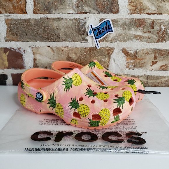 CROCS | Shoes | Crocs Classic Retro Resort Clog Pineapple Papaya Pink ...